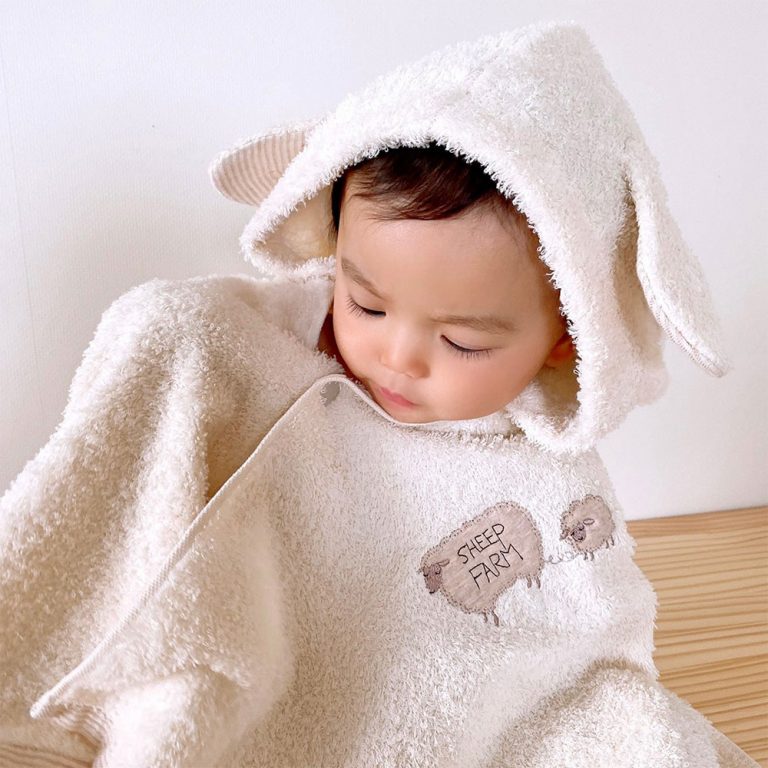 【kontex】今治有機棉連帽毛巾 Fluffy系列 - 綿羊/大象 (品牌直送) - SearchingC