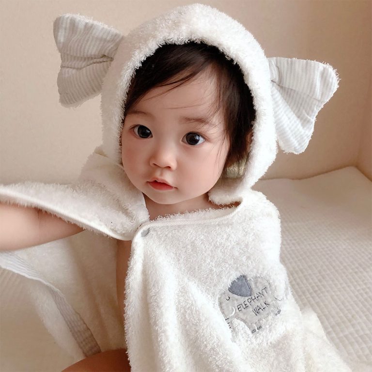 【kontex】今治有機棉連帽毛巾 Fluffy系列 - 綿羊/大象 (品牌直送) - SearchingC