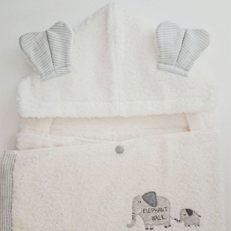 【kontex】今治有機棉連帽毛巾 Fluffy系列 - 綿羊/大象 (品牌直送) - SearchingC