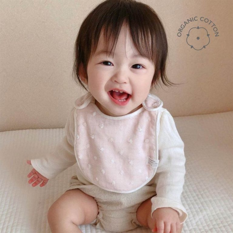 【kontex】日本有機棉圍兜口水巾-自然圓點 (品牌直送) - SearchingC