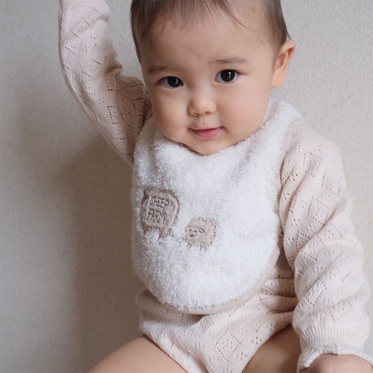 【kontex】今治有機棉圍兜口水巾-Fluffy系列綿羊/大象 (品牌直送) - SearchingC