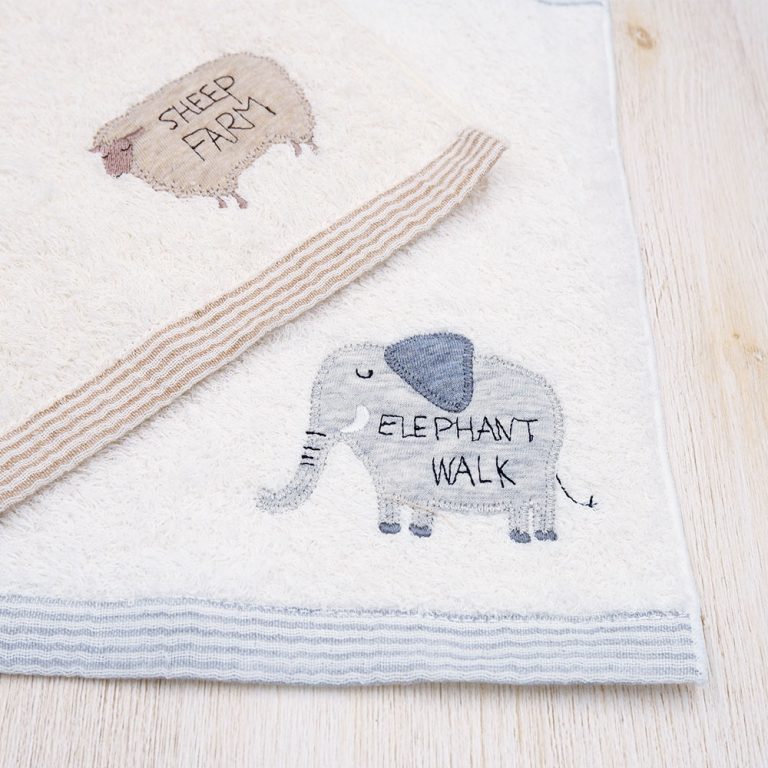 【kontex】今治有機棉萬用小方巾-Fluffy系列綿羊/大象 (品牌直送) - SearchingC