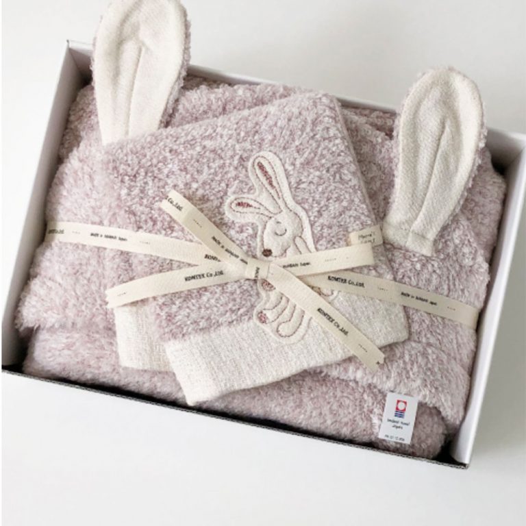 【kontex】今治Chouette系列連帽浴巾/毛巾禮盒 -兔子款 (品牌直送) - SearchingC