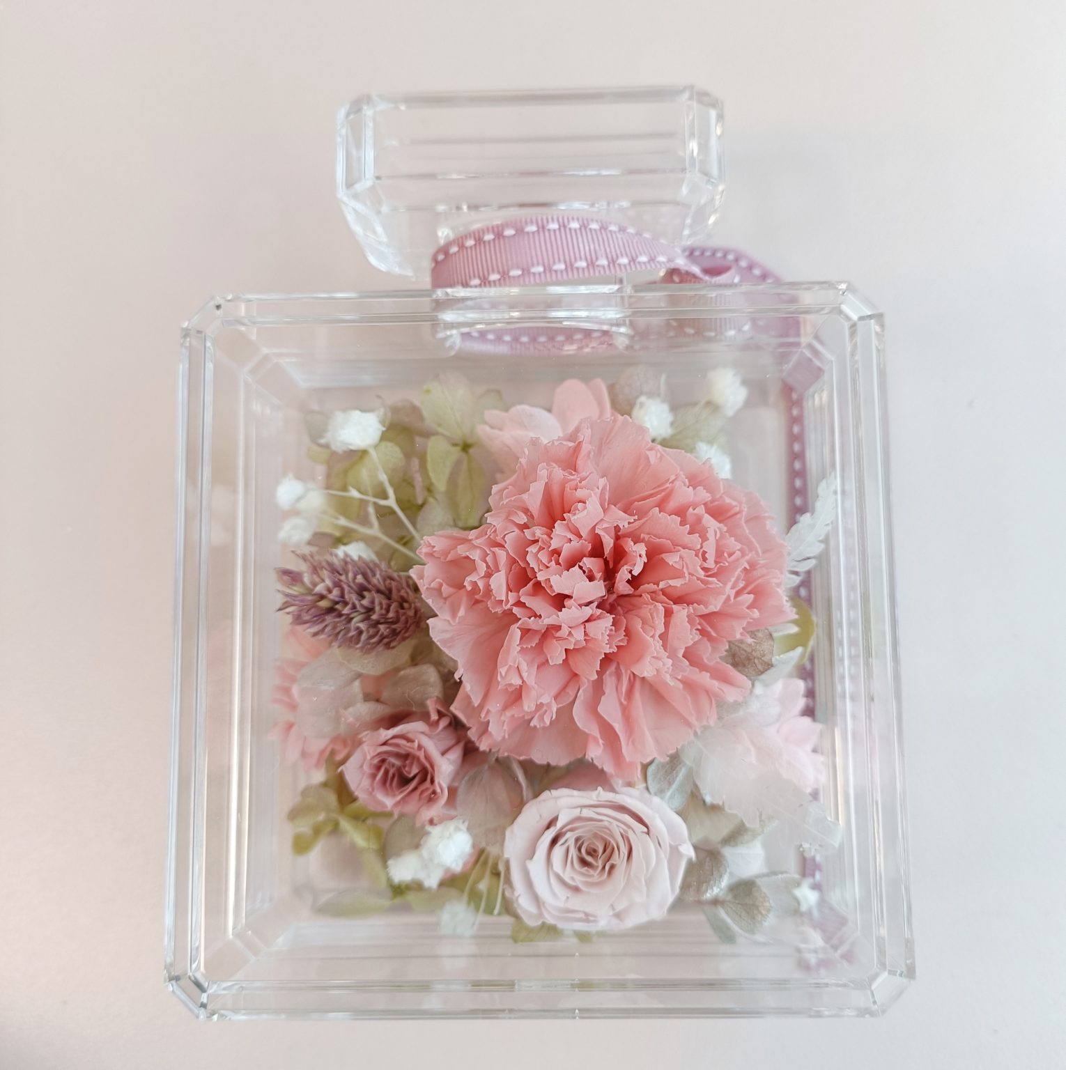 Kinki手作 永生花康乃馨香水瓶擺件 粉紫 母親節生日婚禮禮物 保鮮花乾花 品牌直送 Searchingc