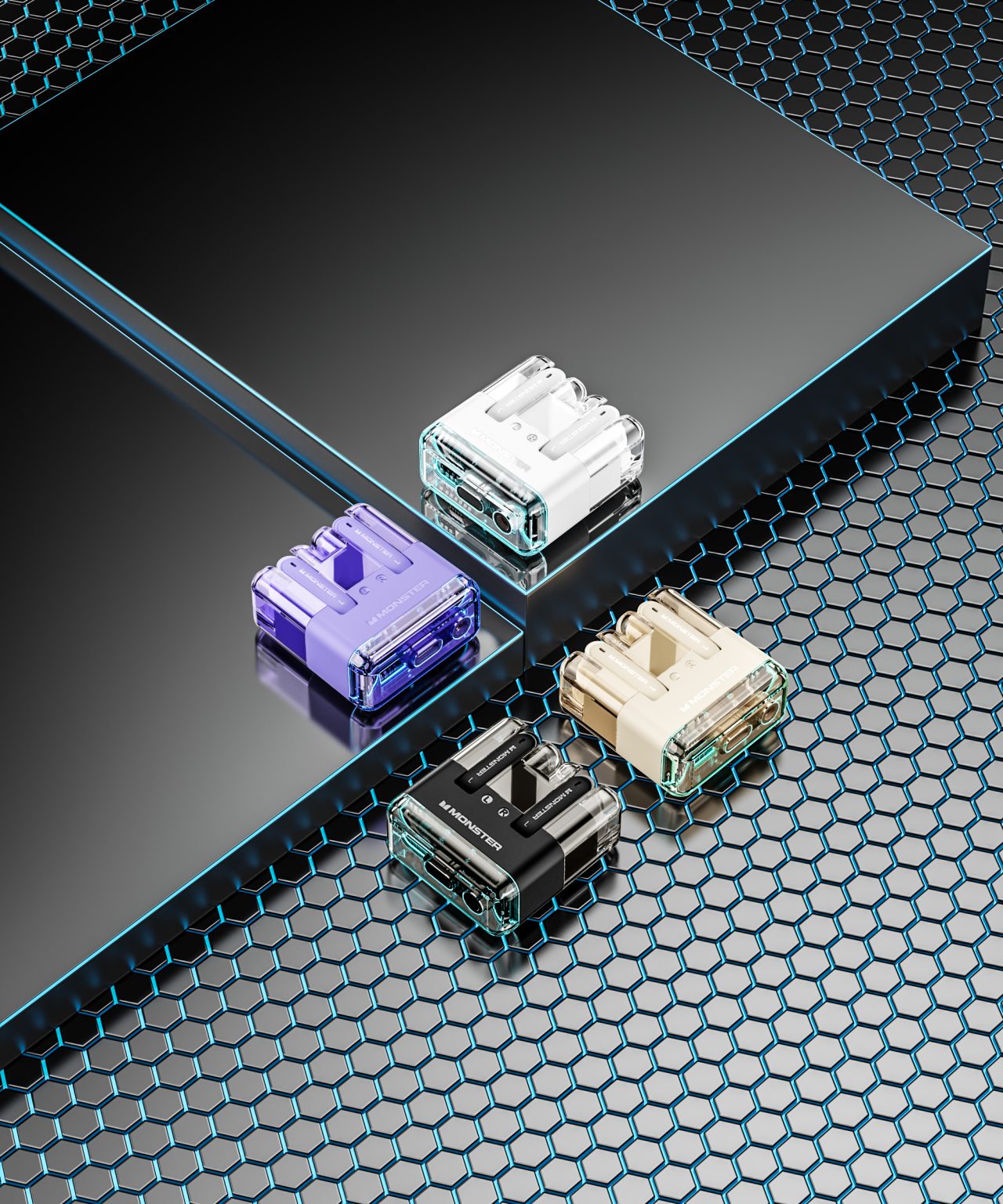 Monster Airmars XKT12 透明半入耳藍芽耳機 (品牌直送) - SearchingC