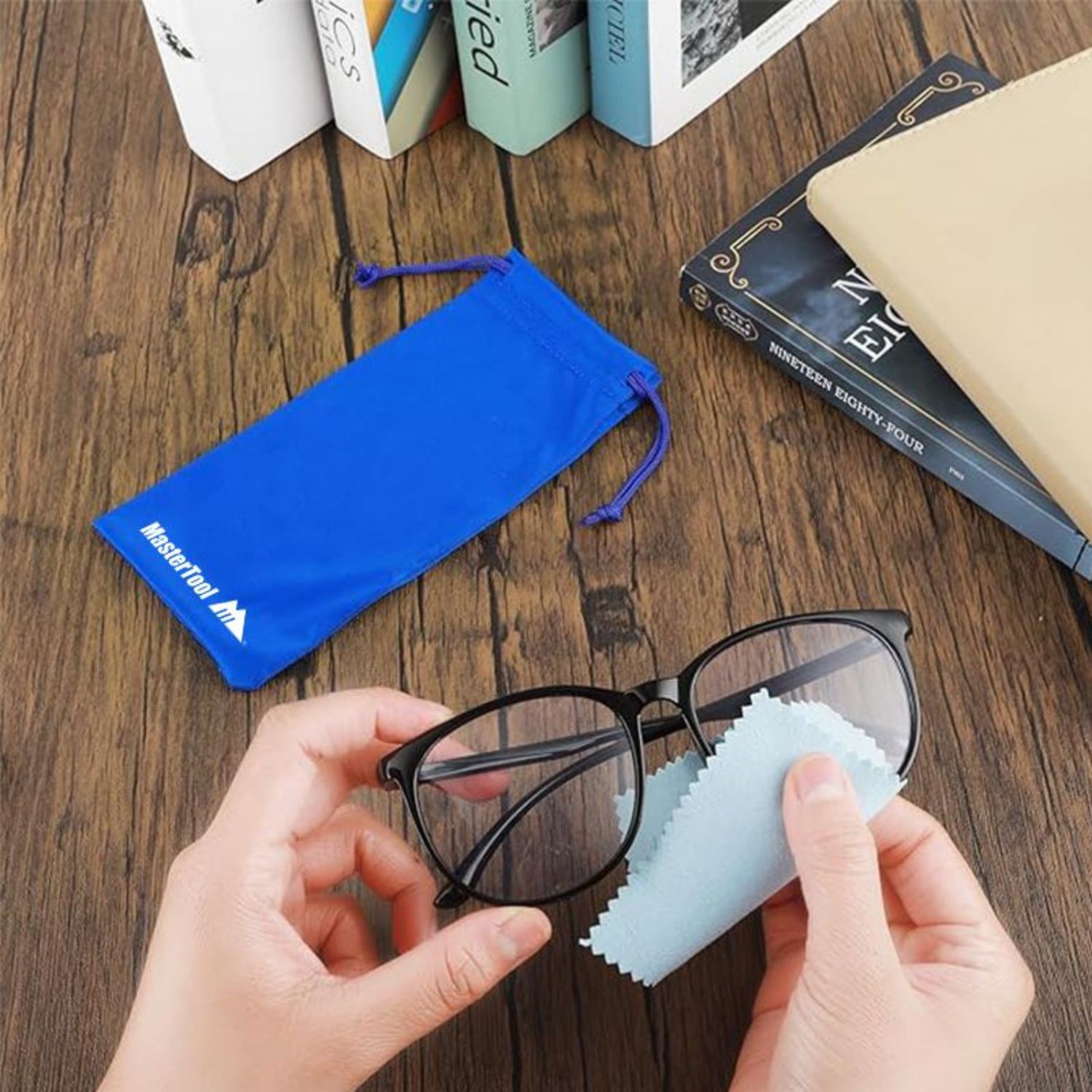 MasterTool 優質束口眼鏡袋布袋 - 藍色 (品牌直送) - SearchingC