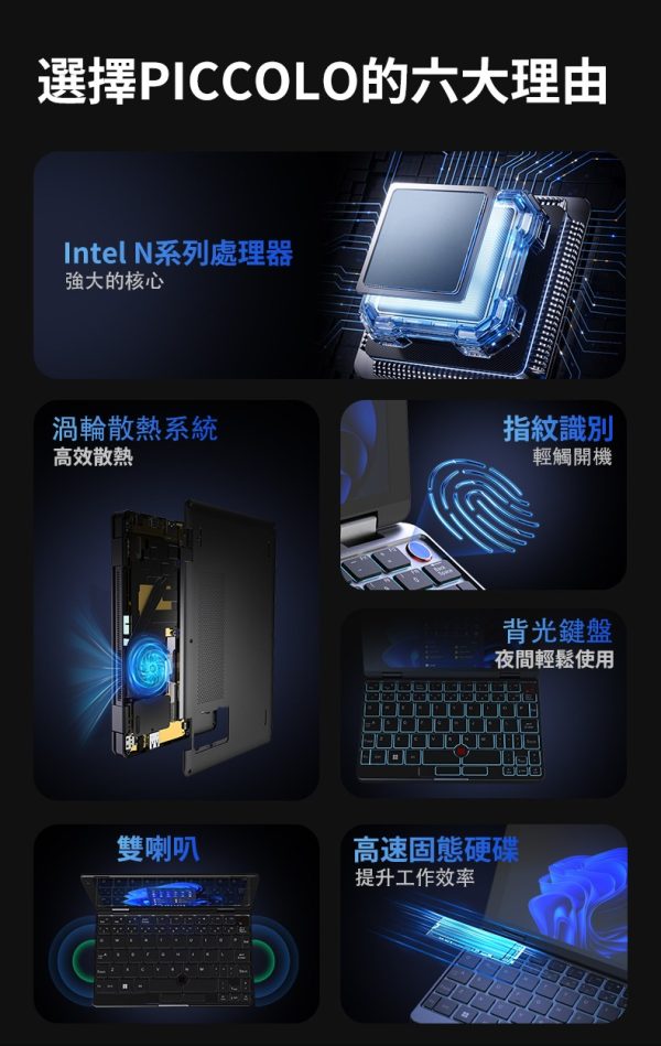 Piccolo 2合1 筆記型8吋觸控電腦 | 一機兩用 (筆電 + 平板) - SearchingC