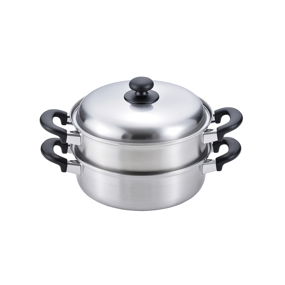 燕三 精鋼系列 不鏽鋼雙耳煲連蓋 配蒸籠 24cm (品牌直送) - SearchingC